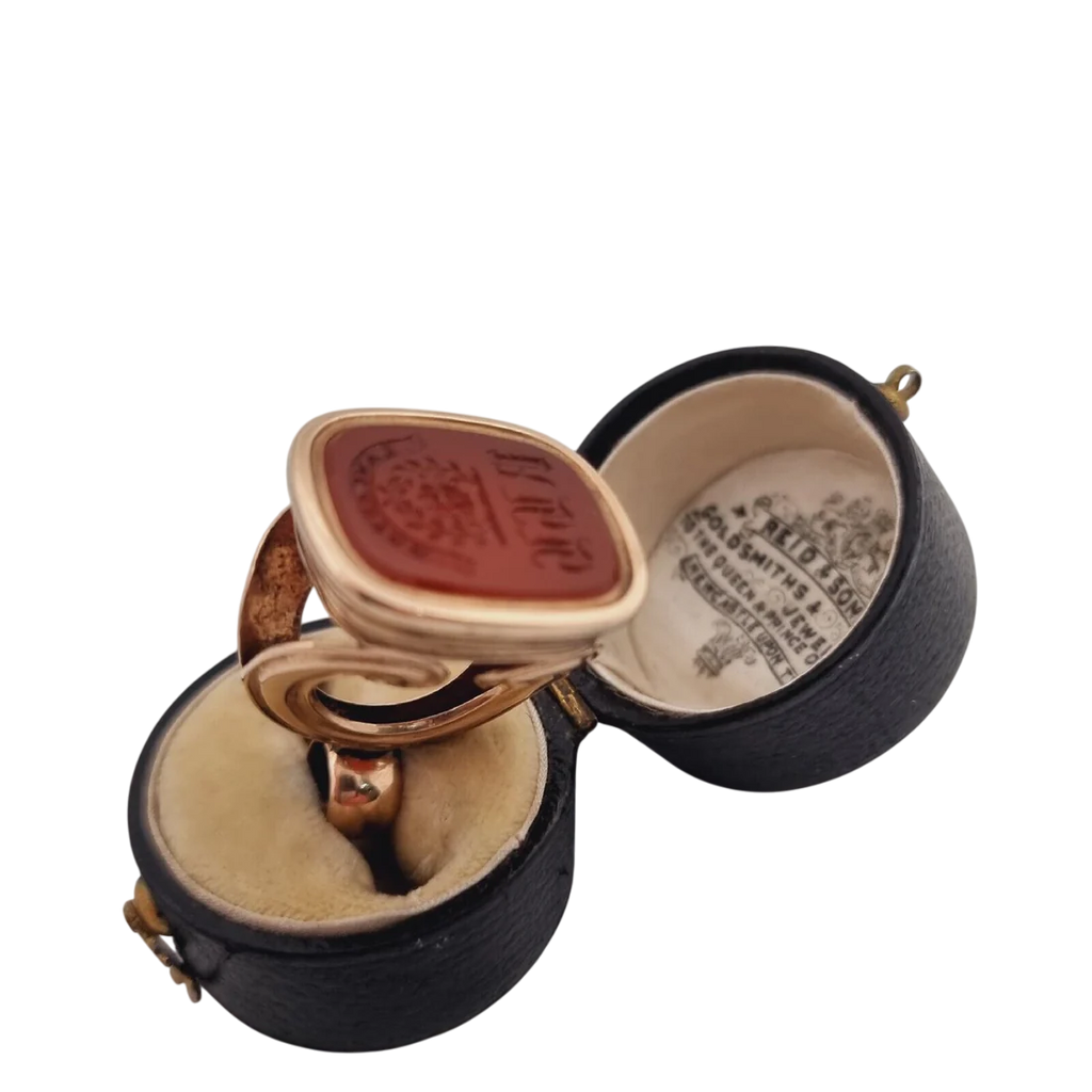 Georgian 9ct Rose Gold Cased Carnelian Seal Fob Pendant Crest Intaglio ...