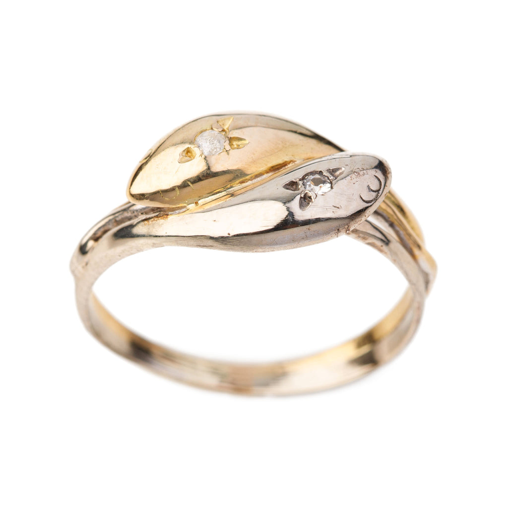 Victorian 18ct Yellow And White Gold Diamond Double Headed Snake Band ...
