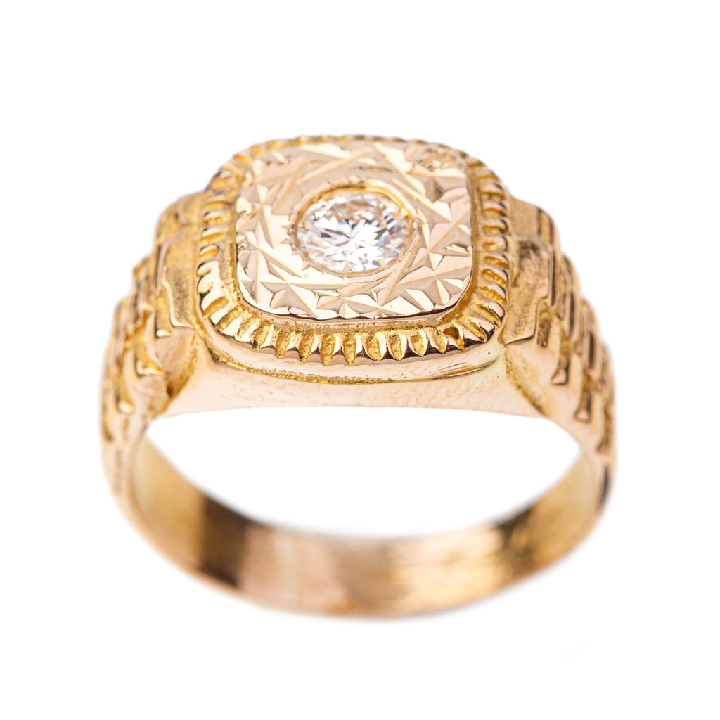 Vintage 22ct Yellow Gold 0.36ct Diamond Solitaire Signet Ring – Dobson ...