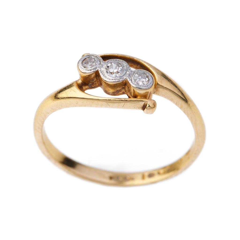 Vintage 18ct Yellow Gold Diamond Three Stone Trilogy Ring – Dobson Fine ...