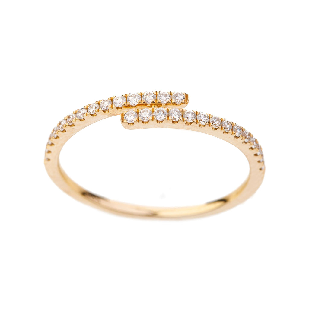 18ct Yellow Gold 0.19ct Diamond ROX Stacking Crossover Band Ring ...