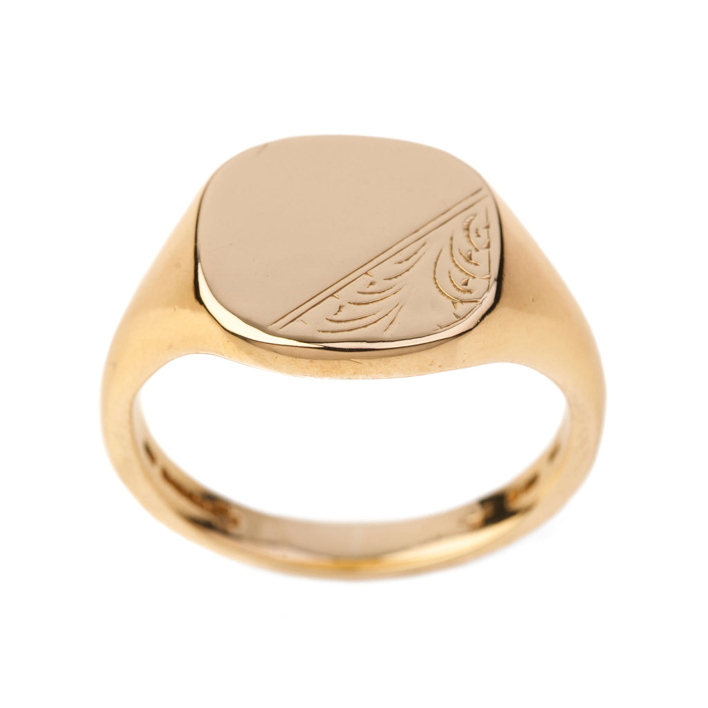 Gents Solid 9ct Yellow Gold Large Fancy Tooled Signet Ring – Dobson ...