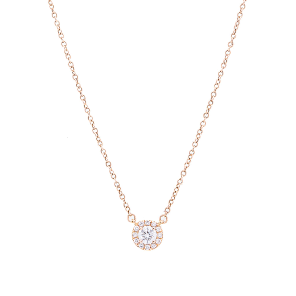 Tiffany And Co Soleste 18ct Rose Gold Diamond Pendant Belcher Necklace ...