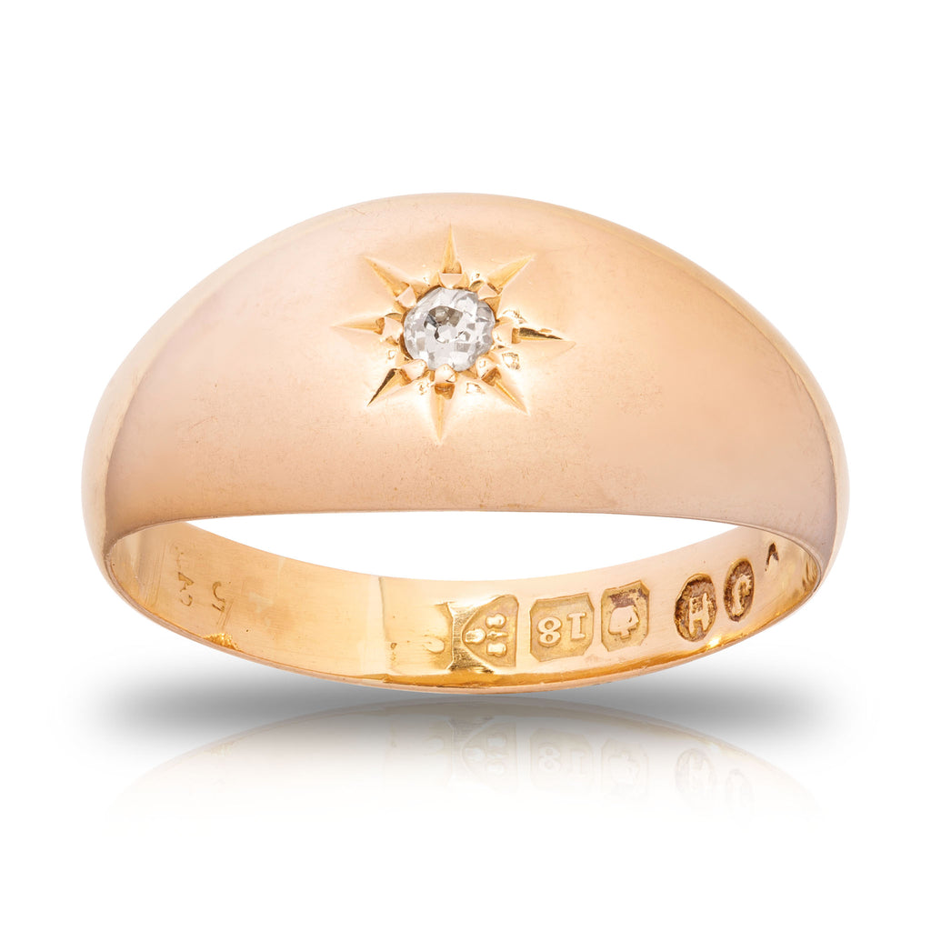 Antique 18ct Yellow Gold Diamond Set Star Pinky Ring c1890s – Dobson ...