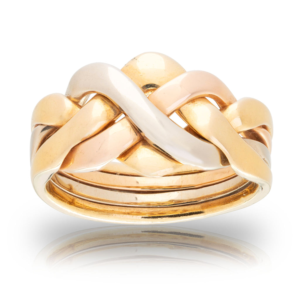 18ct Yellow 3 Colour Gold Interlocking Puzzle Ring – Dobson Fine Jewellery