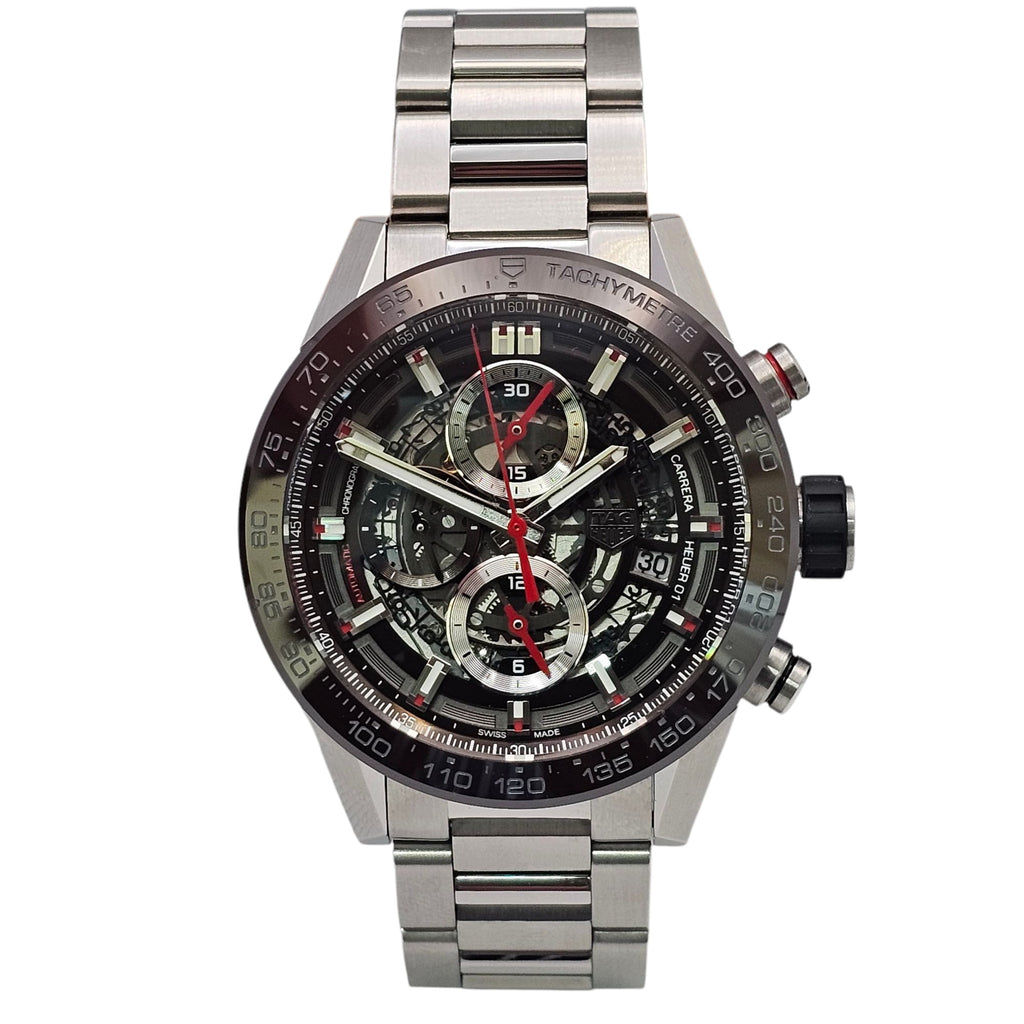 Tag Heuer CAR201U 43mm Carrera Skeleton Anthracite Chronograph Full Se ...