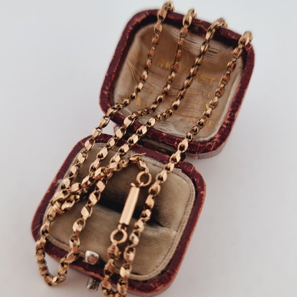 Antique 9ct Rose Gold Faceted Fancy Tulip Style Link Chain Necklace 19 ...