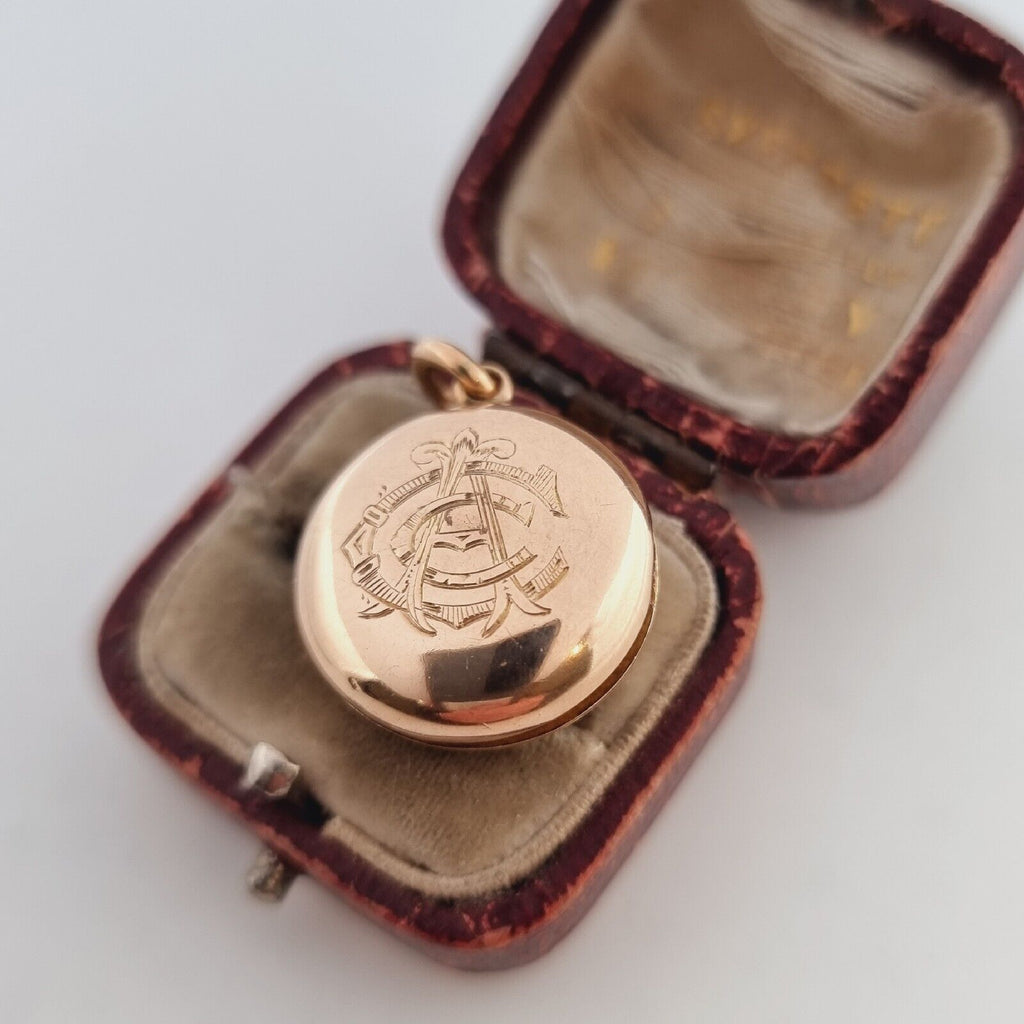 Antique 10ct Yellow Gold Locket Capsule Pendant With Monogram – Dobson ...